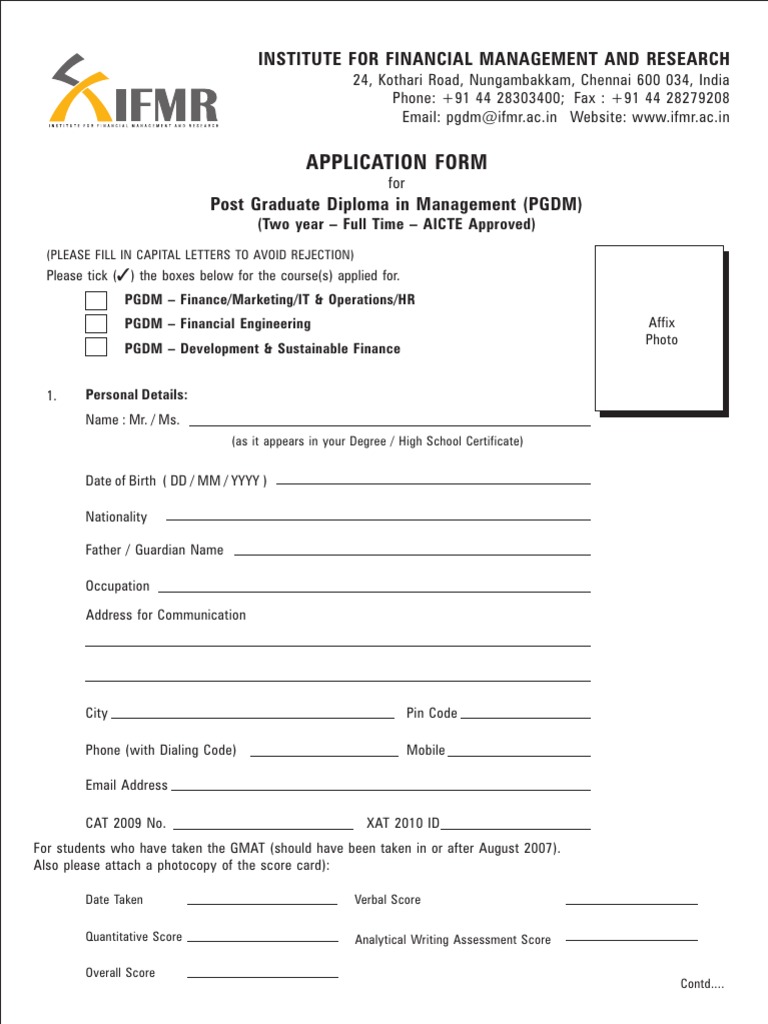 PGDM Application Form 2023 | PDF | Master Of Business Administration | Qualifications