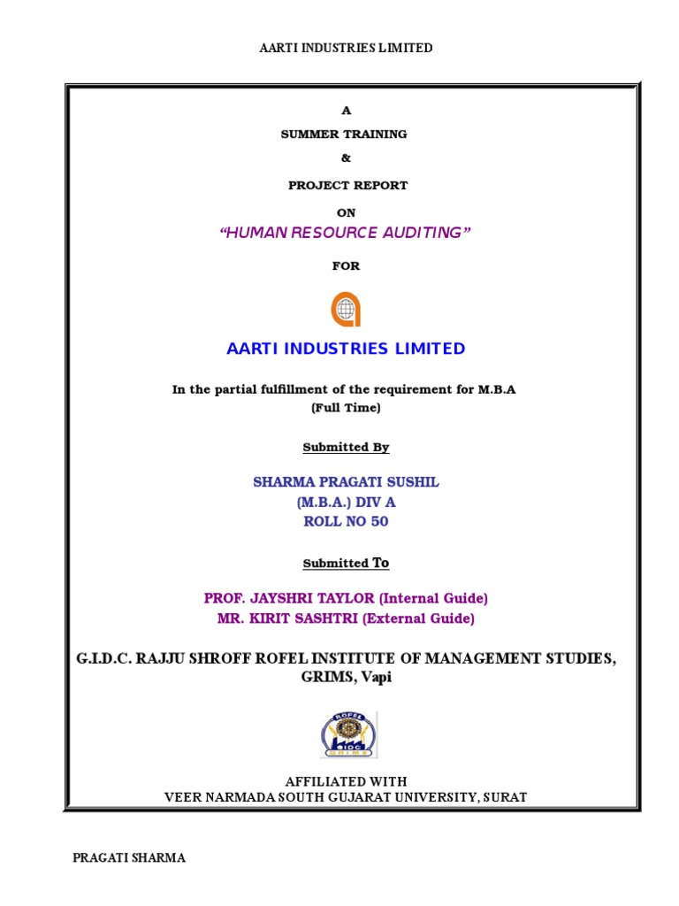 Project Report Aarti Vapi | PDF | Salary | Employee Benefits