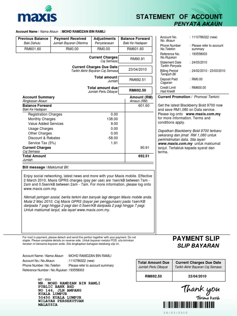 Statement of Account: Penyata Akaun | PDF | Finance & Money Management
