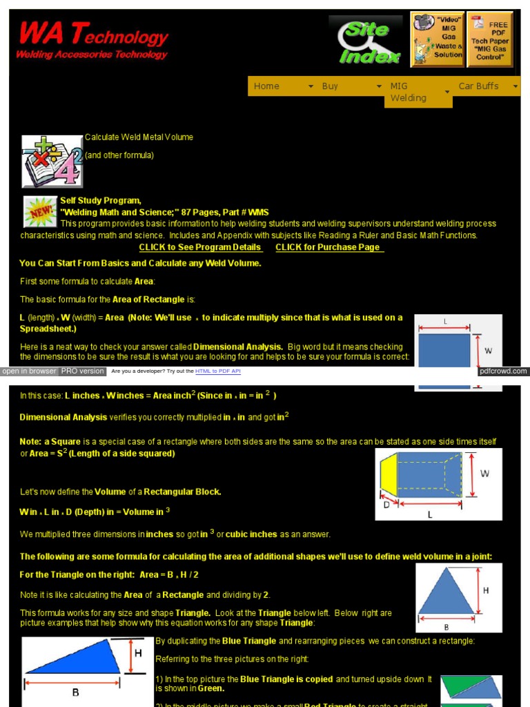 Calculate Weld Metal Volume | PDF | Area | Welding