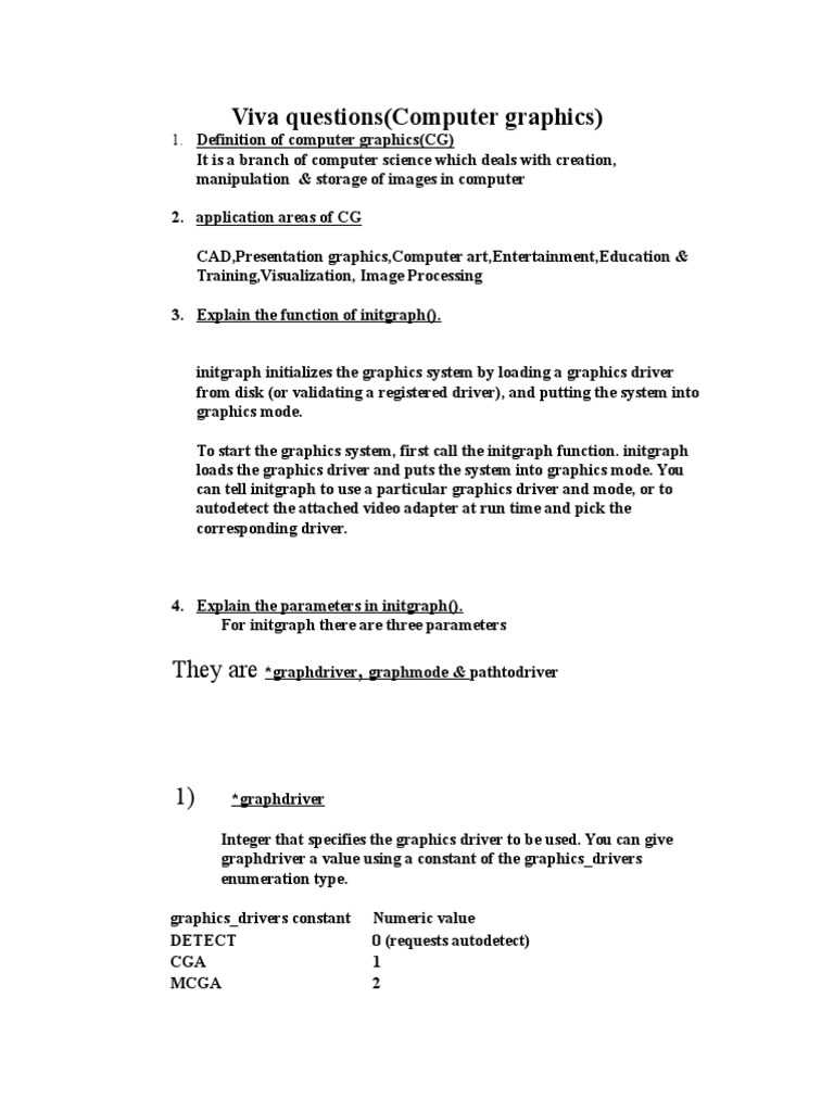 CG Viva+questions+&ANSWERS | PDF | Rendering (Computer Graphics) | Spline (Mathematics)