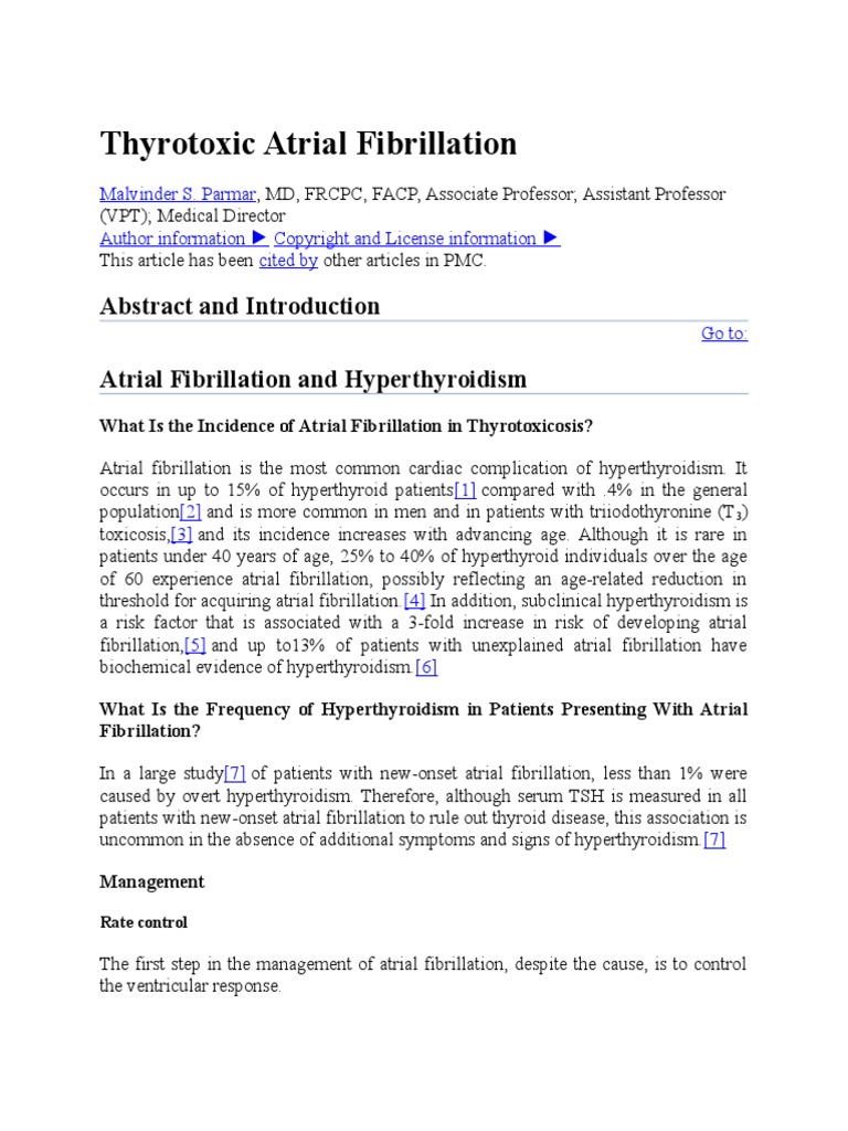 Thyrotoxic Atrial Fibrillation | PDF | Hyperthyroidism | Heart Failure