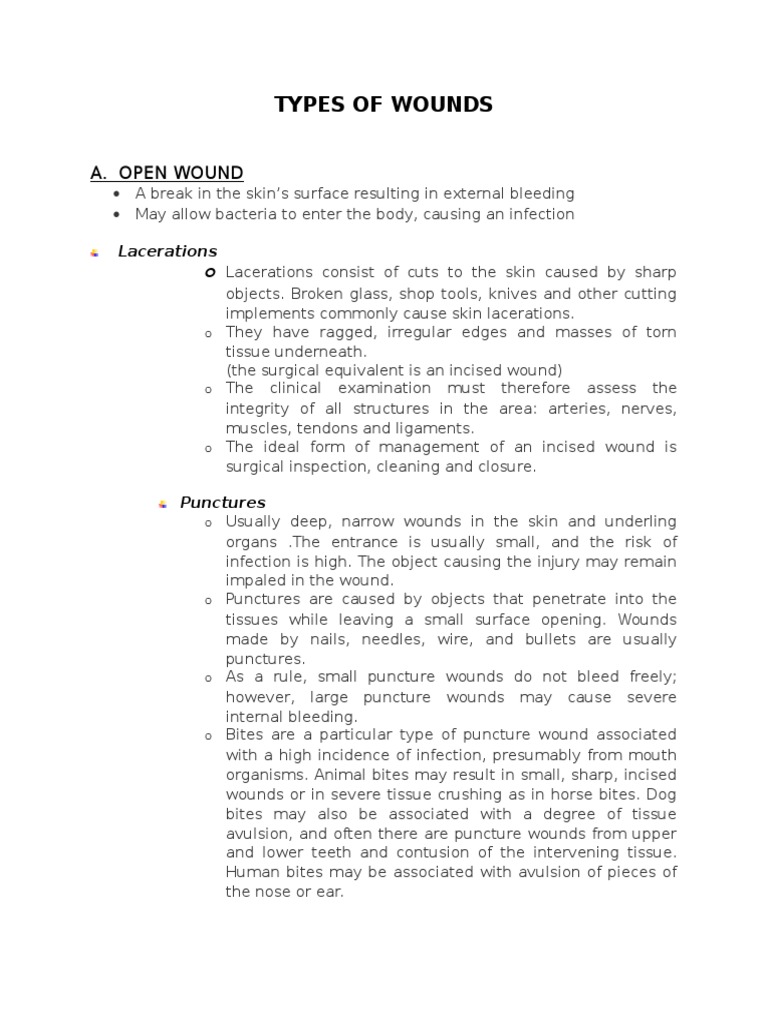 Types of Wounds | Wound | Traumatology