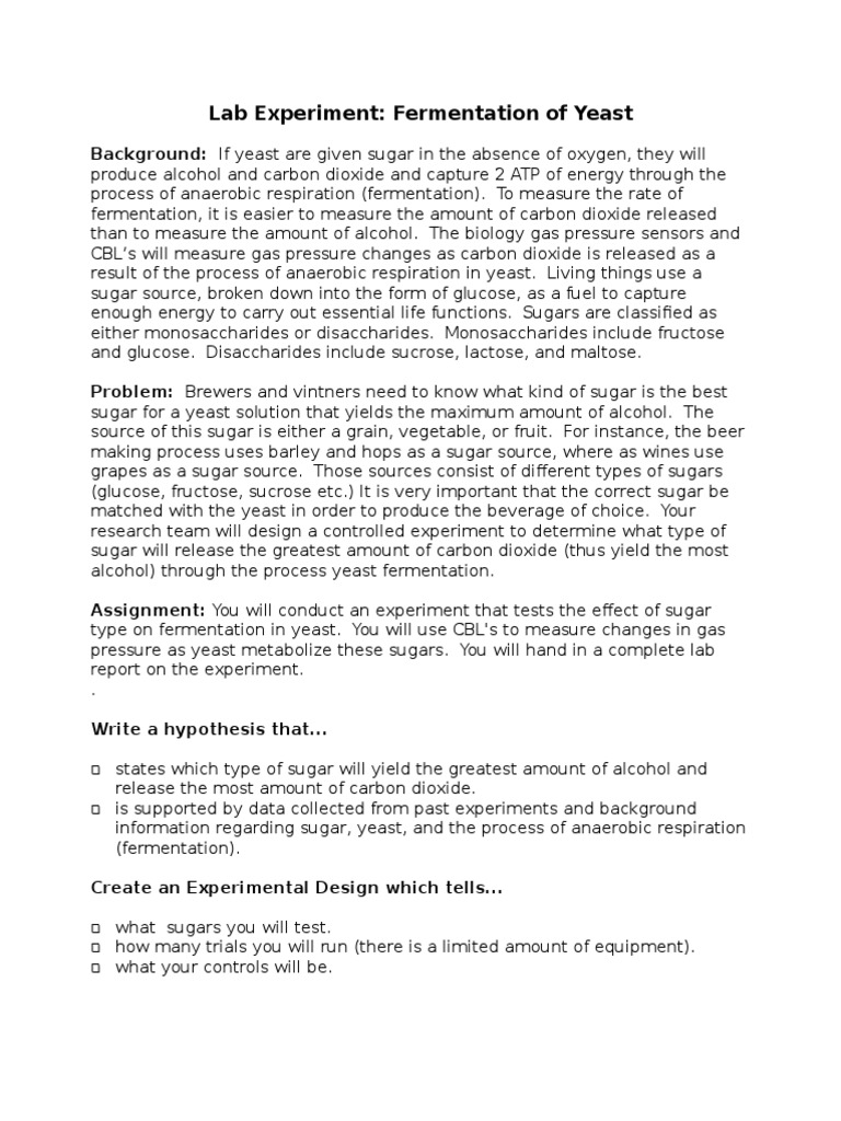 Yeast Fermentation Lab