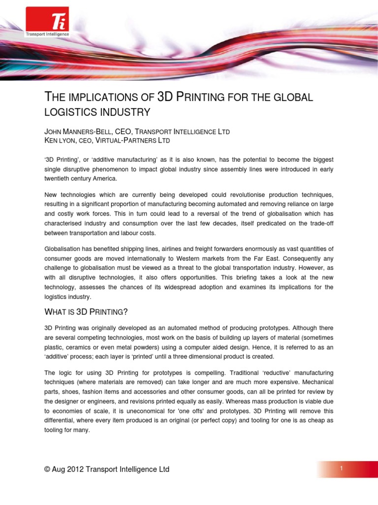 The Impact of 3D Printing On Global Supply Chains | PDF | 3 D Printing ...