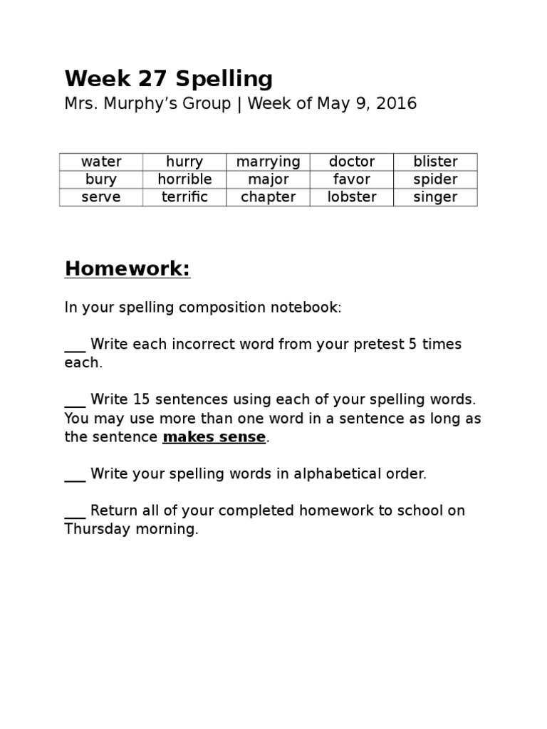 Spelling Lists | PDF