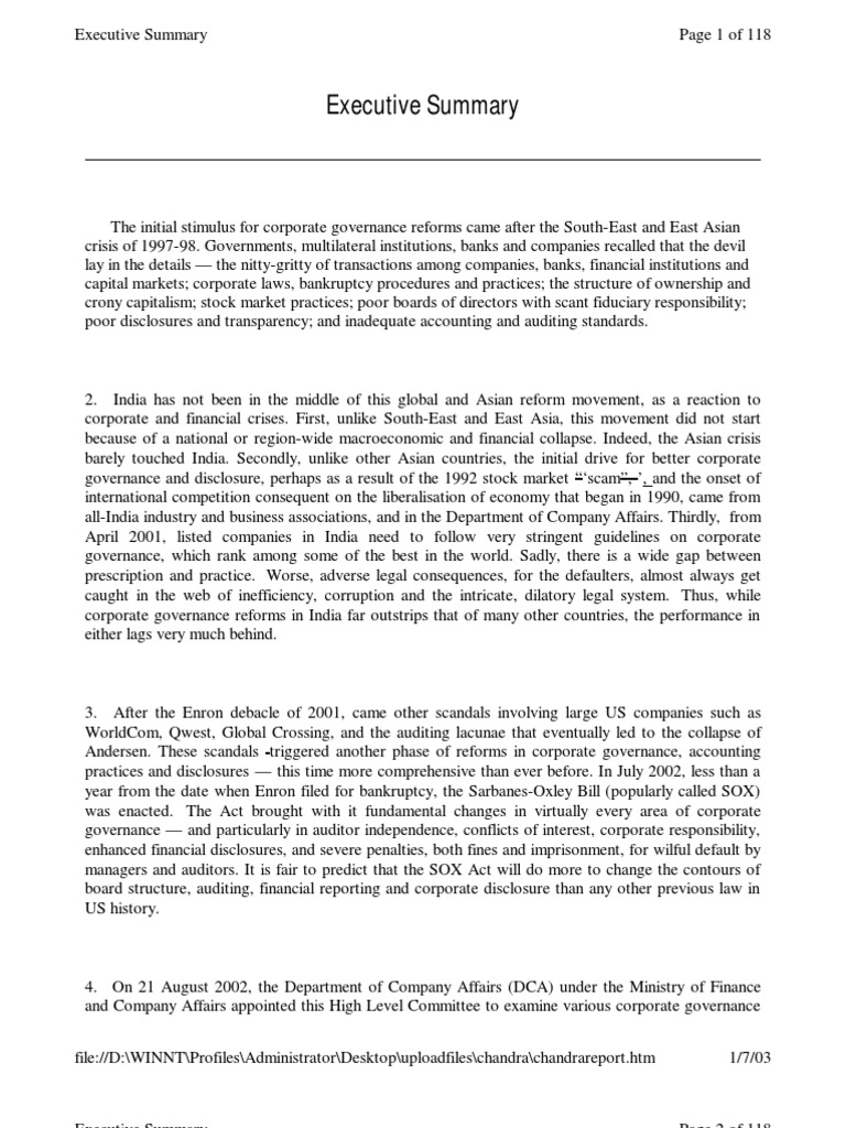 Naresh Chandra Committee Report | PDF | Internal Control | Sarbanes ...