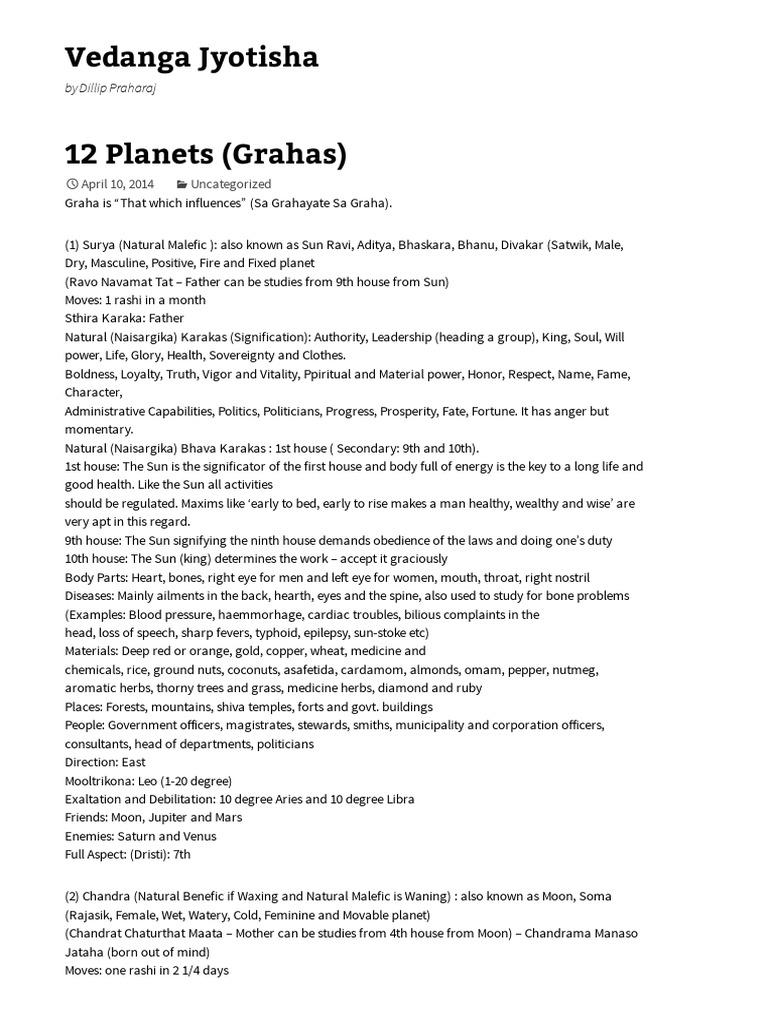 Overview of the 12 Grahas in Astrology | PDF | Planets In Astrology ...