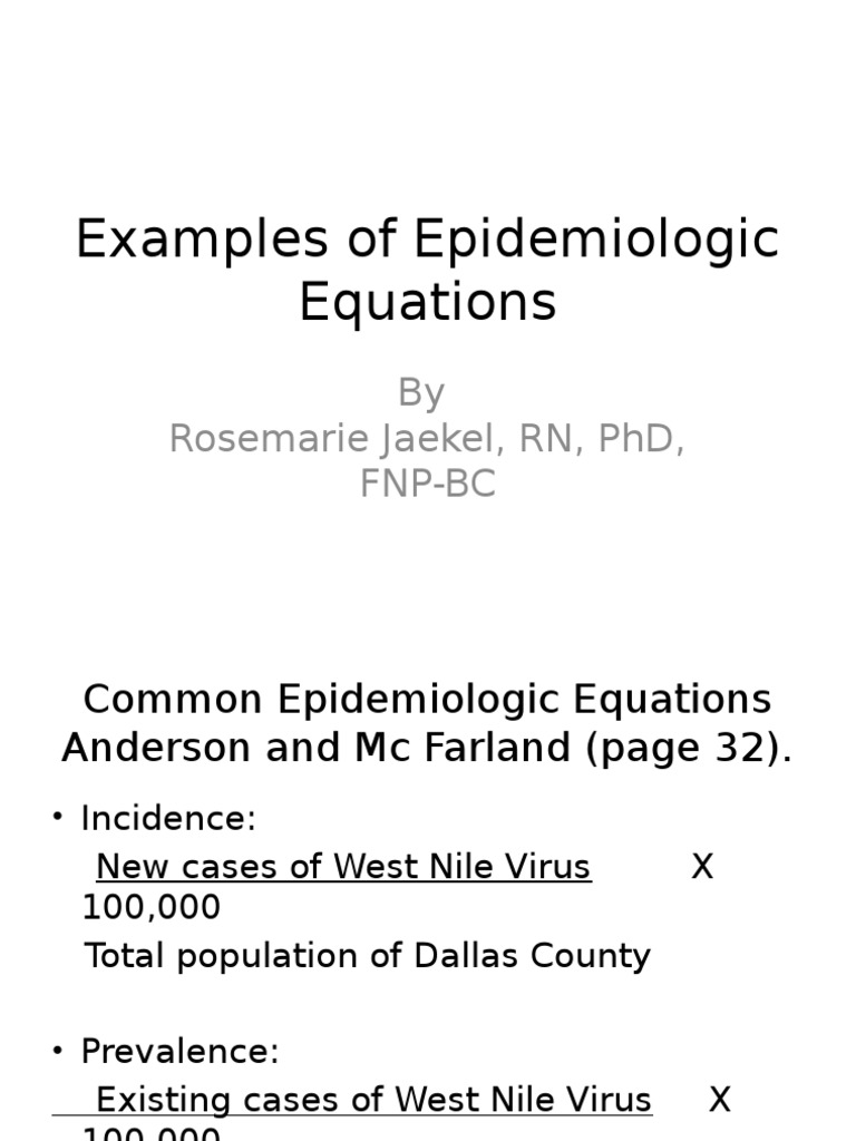 Epidemiologic Equations Guide | PDF