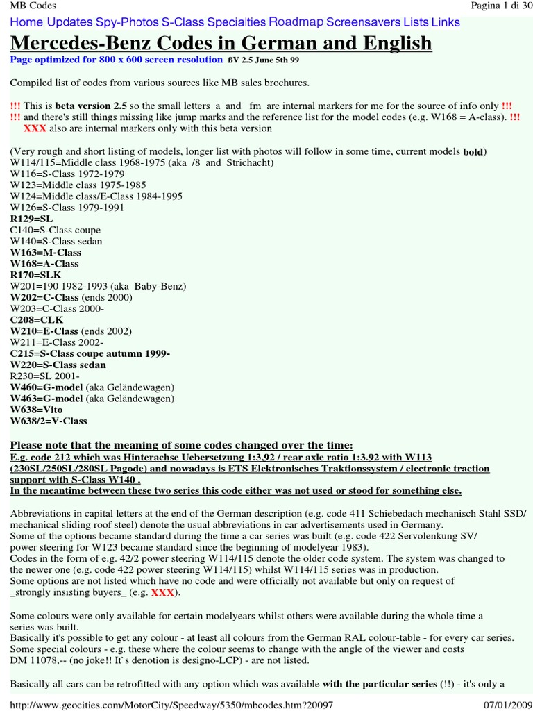 Mercedes Option Codes | Download Free PDF | Transmission (Mechanics ...