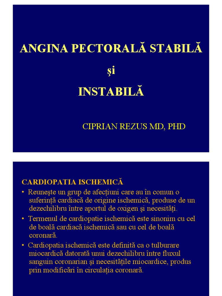 Angina Pectorala Stabila Si Instabila PDF | PDF