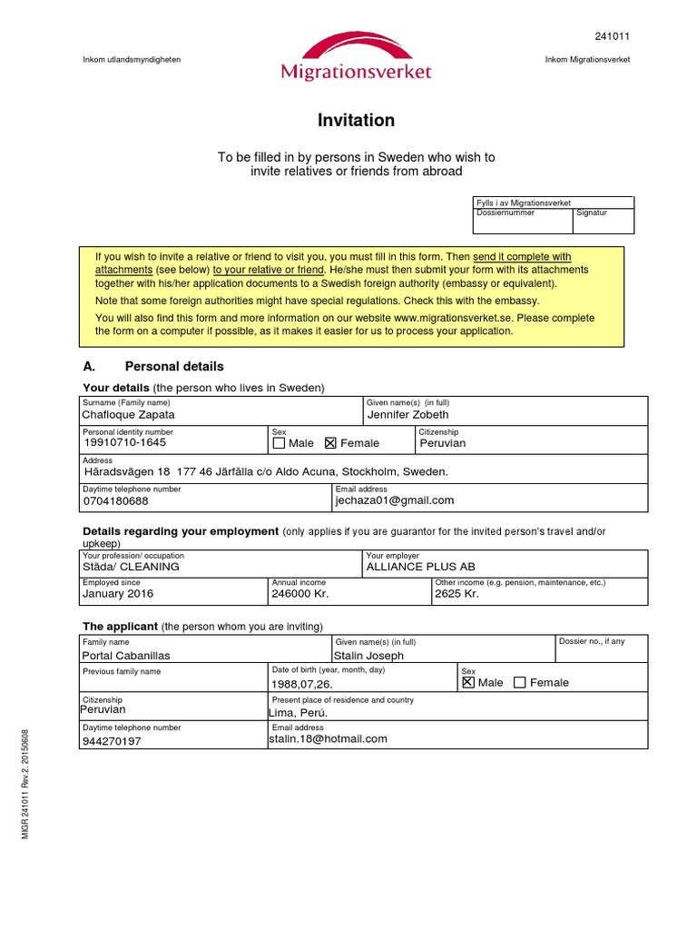 Inbjudan 241011 Eng | Identity Document | Sweden