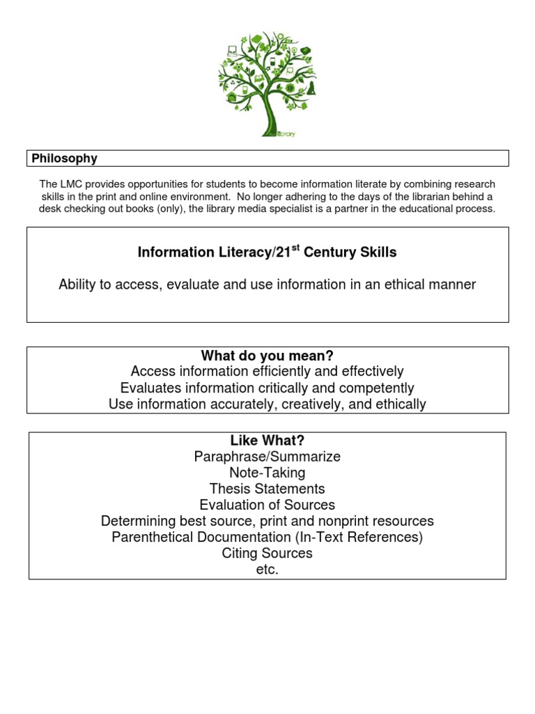 First Year Info | PDF | Information Literacy | Teachers