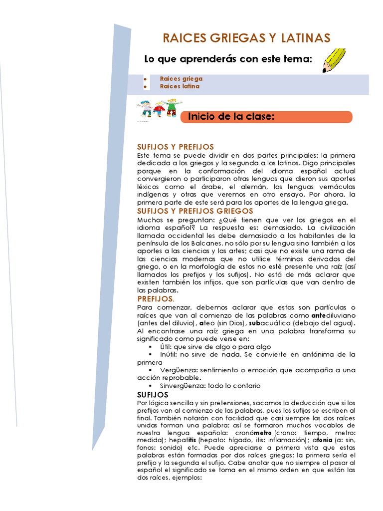 Raices Griegas y Latinas | PDF | Lengua griega | Lengua española