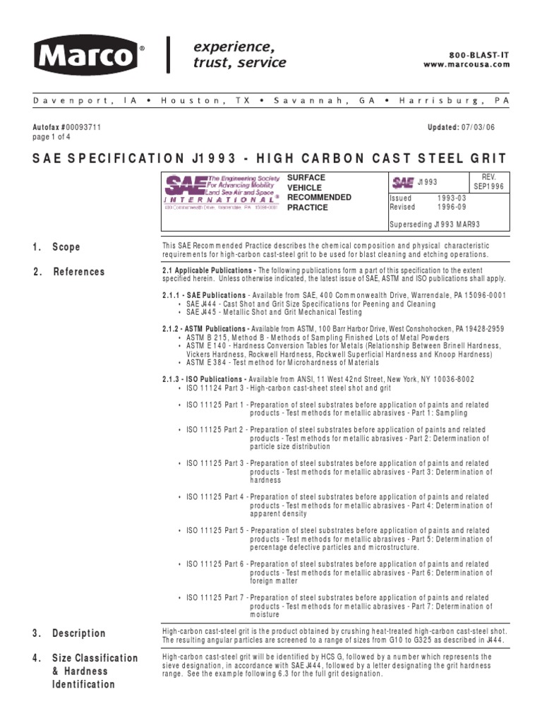 Sae J1993 (Sep1996) PDF | PDF | Hardness | Steel