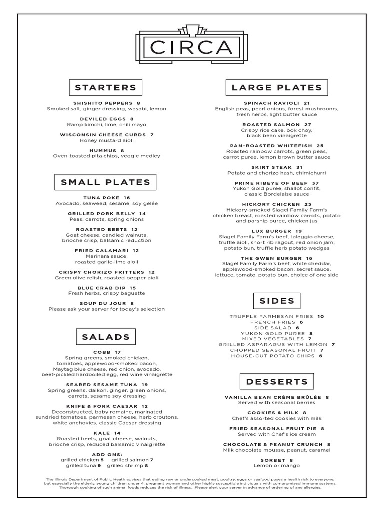 Circa Menu | PDF
