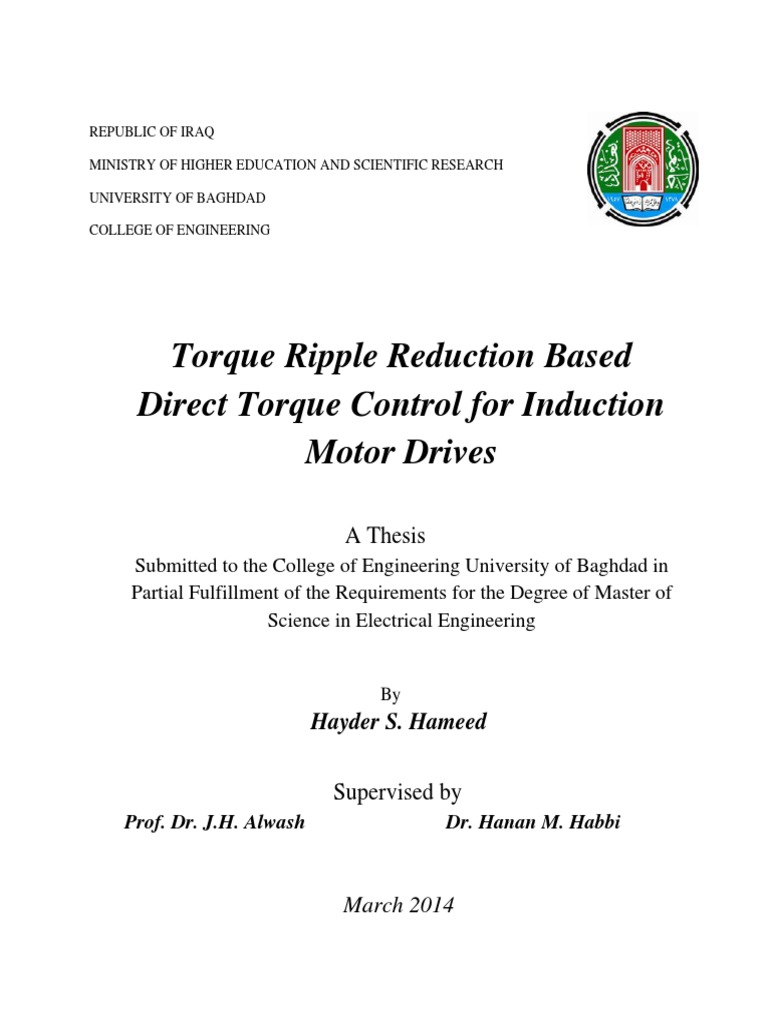 Thesis Torque Ripple Reduction Based Direct Torque Control For ...