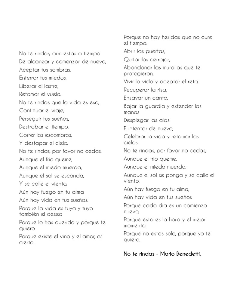 No Te Rindas - Mario Benedetti | PDF