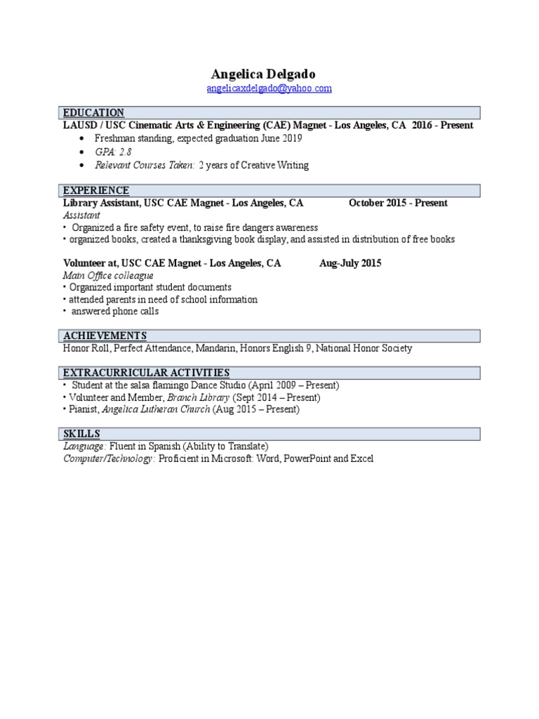 Angelica Delgado: Student Profile & Achievements | PDF