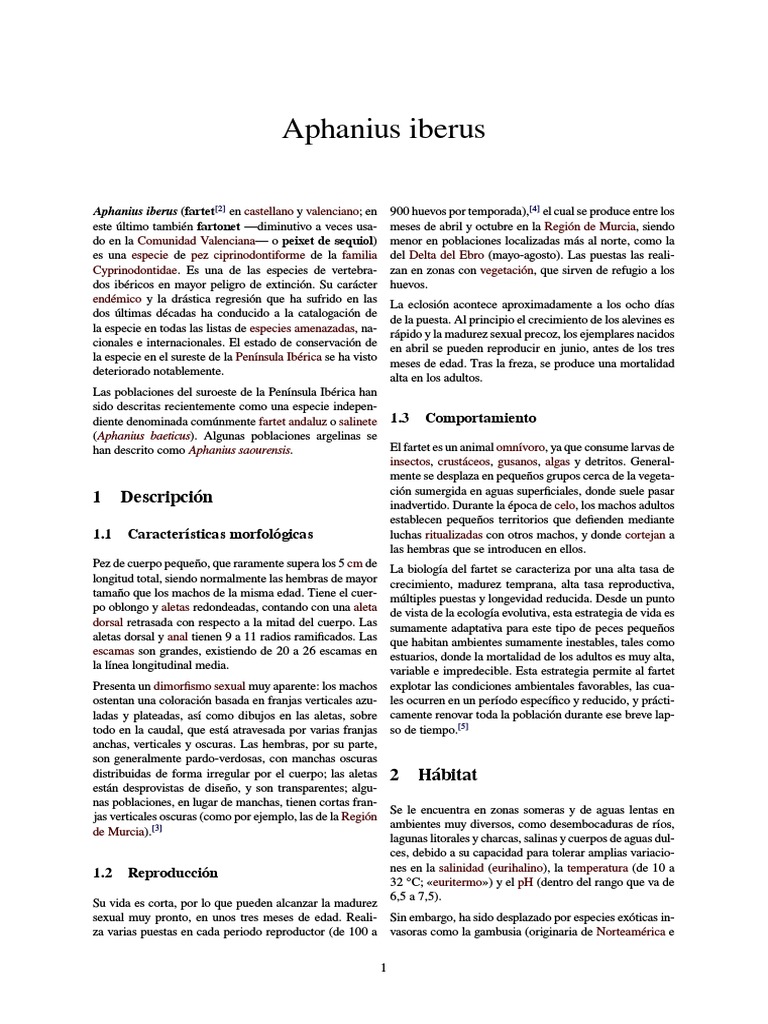 Estado y características del fartet | PDF | Biología | Pescado