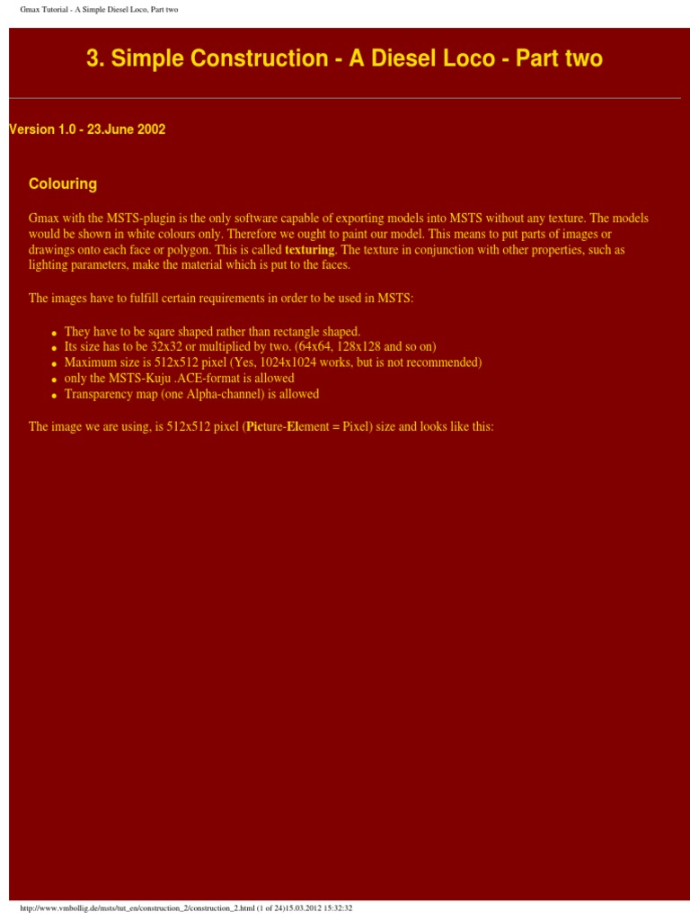 Gmax Tutorial - A Simple Diesel Loco, Part Two | PDF | Texture Mapping | Vertex (Geometry)