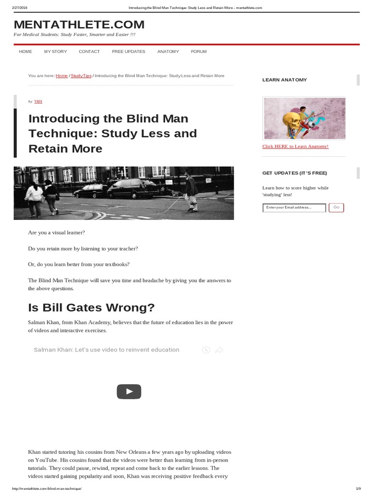 Introducing The Blind Man Technique-Study Less and Retain More | PDF ...