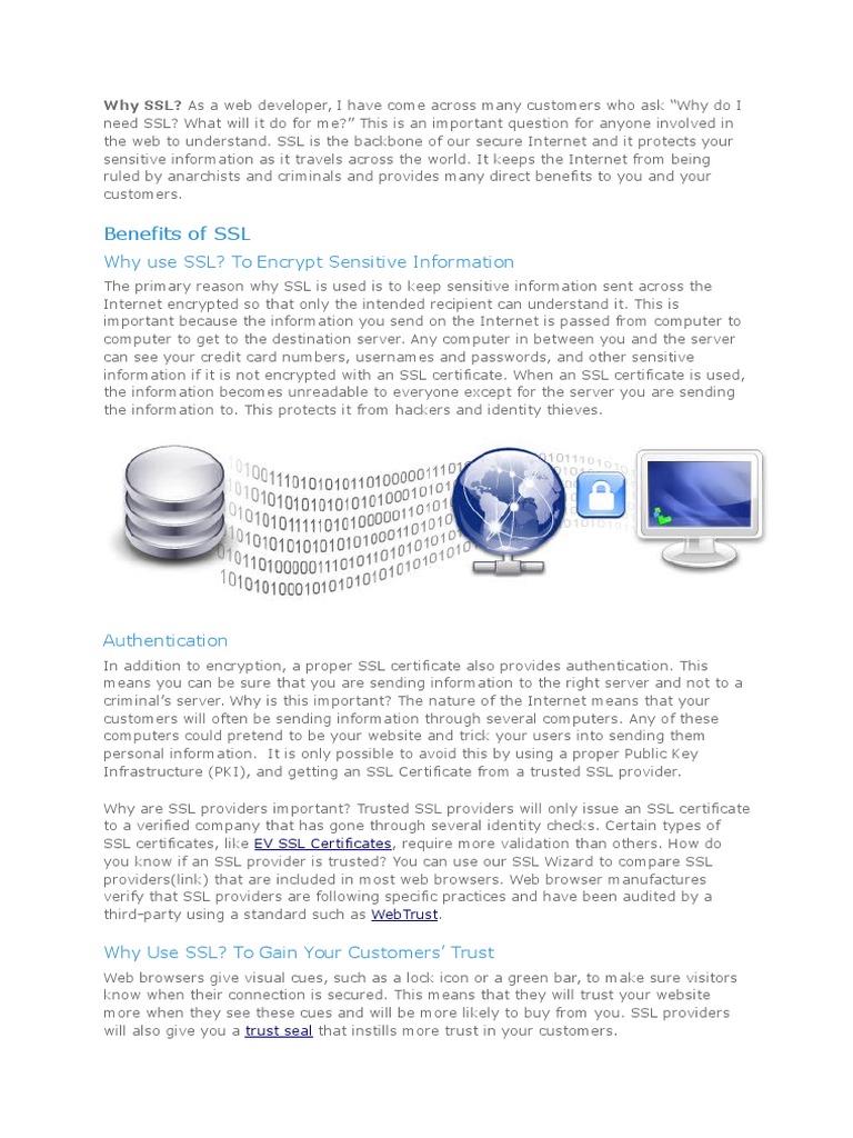 Benefits of SSL: Why Use SSL? To Encrypt Sensitive Information | PDF ...