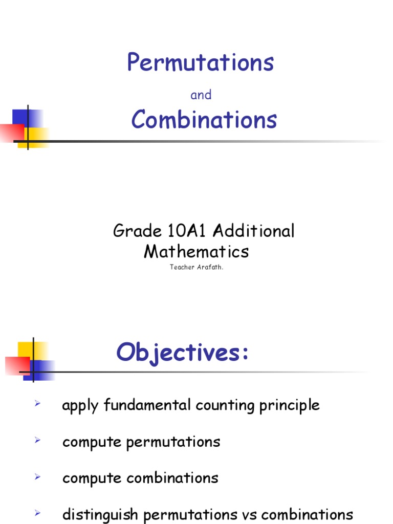 Permutations Combinations Presentation | PDF | Permutation | Discrete ...