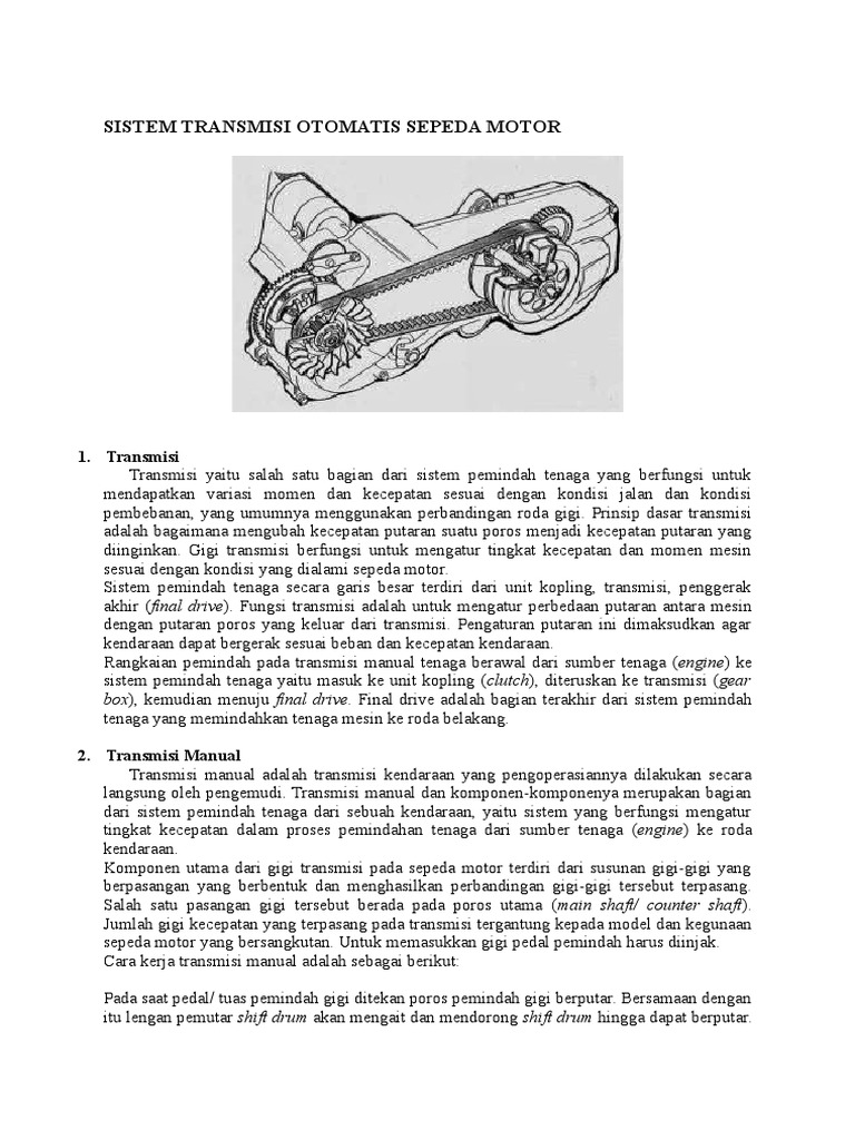Sistem Transmisi Otomatis Sepeda Motor | PDF