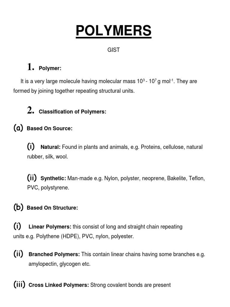 7 Polymers | PDF | Polymerization | Polymers