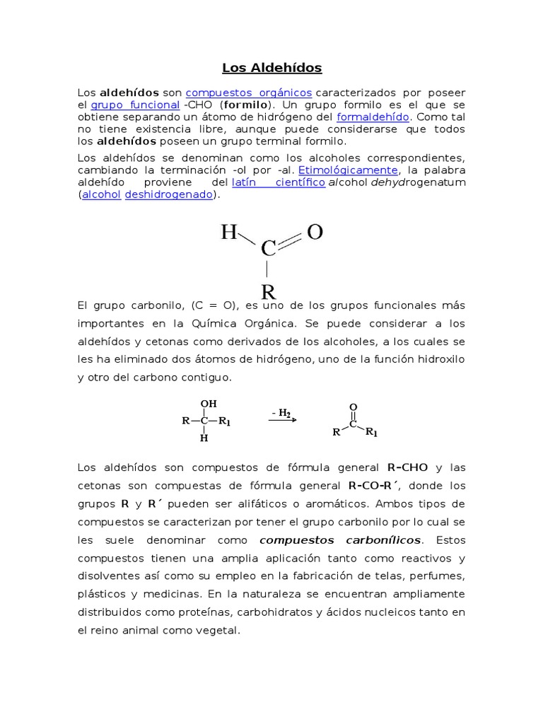 Propiedades y Síntesis de Aldehídos | PDF | Aldehído | Cetona