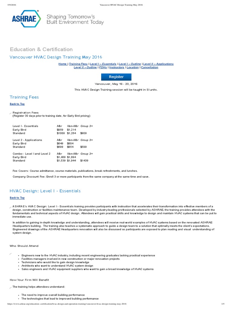HVAC Ashrae Training Vancouver | Download Free PDF | Hvac | Engineer