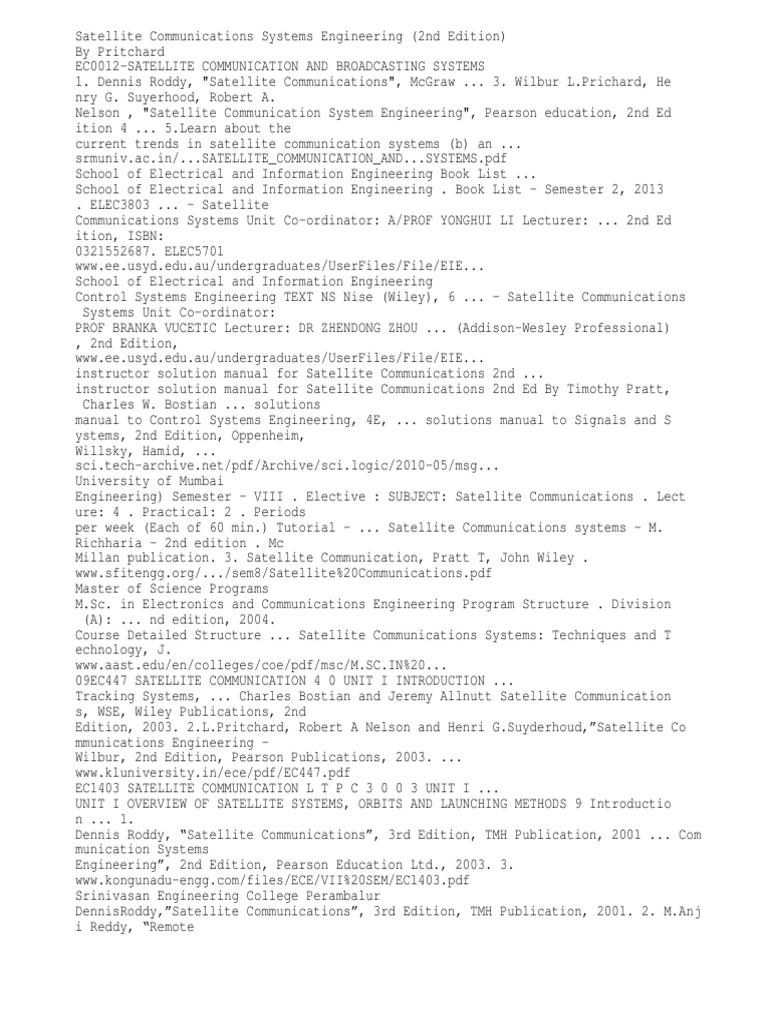 Satellite Communications | PDF | Books | Science