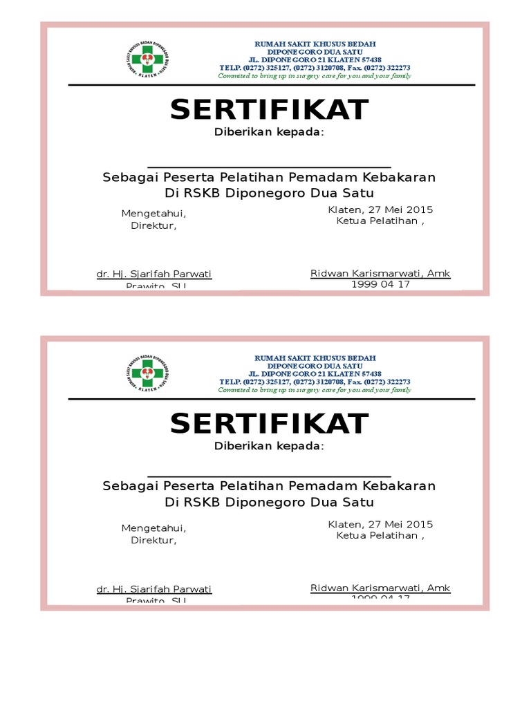 Sertifikat APAR