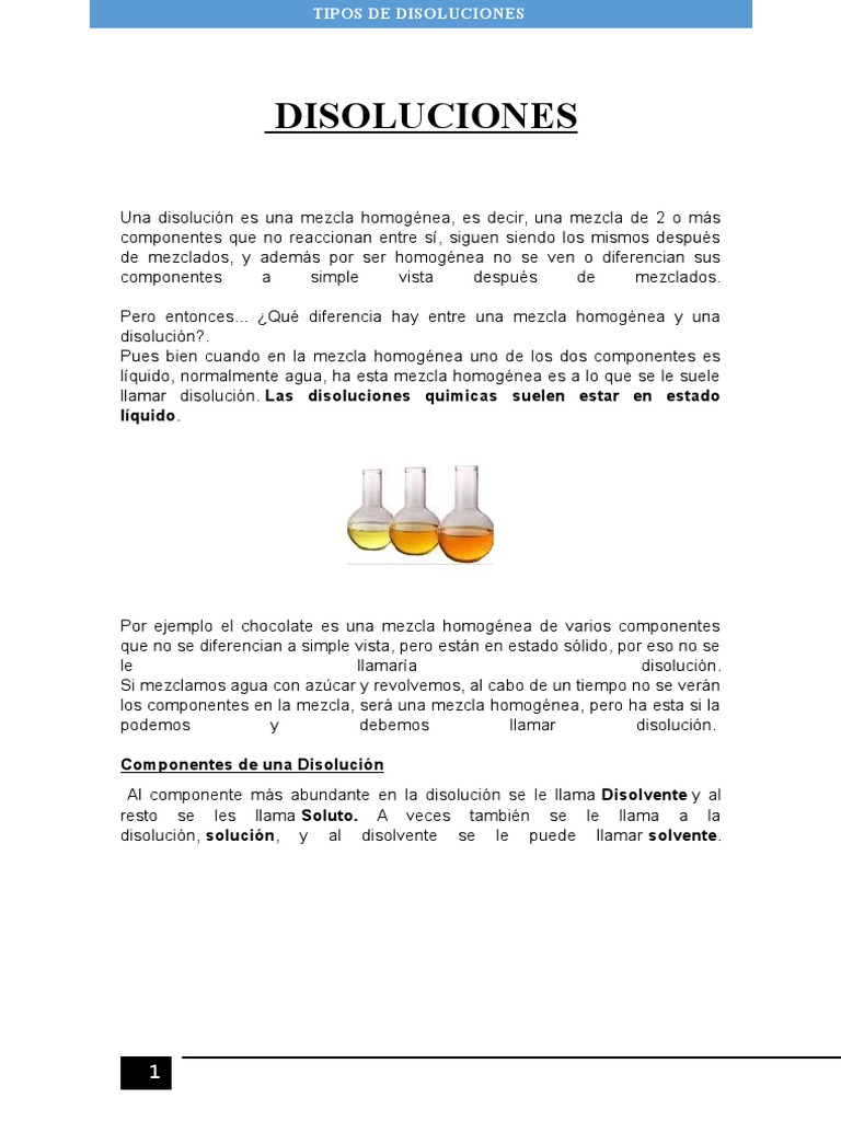 DISOLUCIONES | PDF | Mezcla | Solución