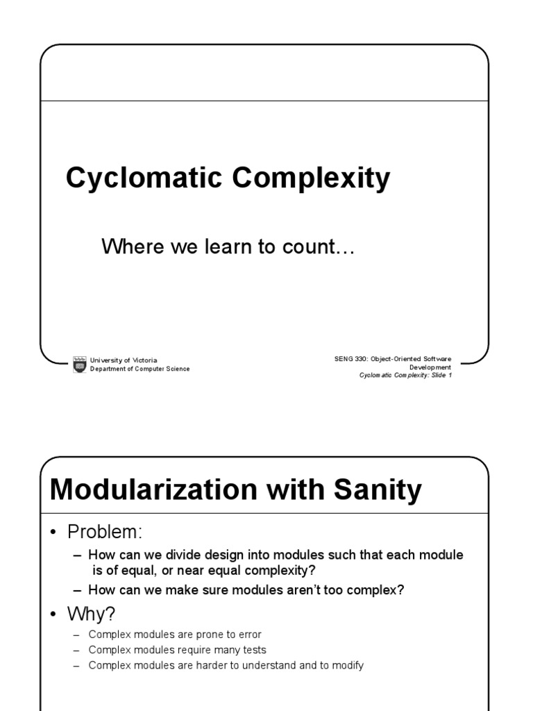 Cyclomatic Complexity: Where We Learn To Count | PDF | Computational ...