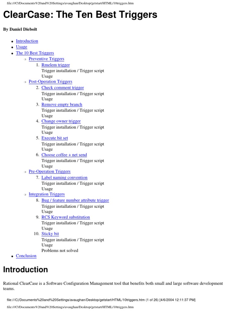 ClearCase: Top 10 Triggers Guide | PDF | Software Bug | Command Line Interface
