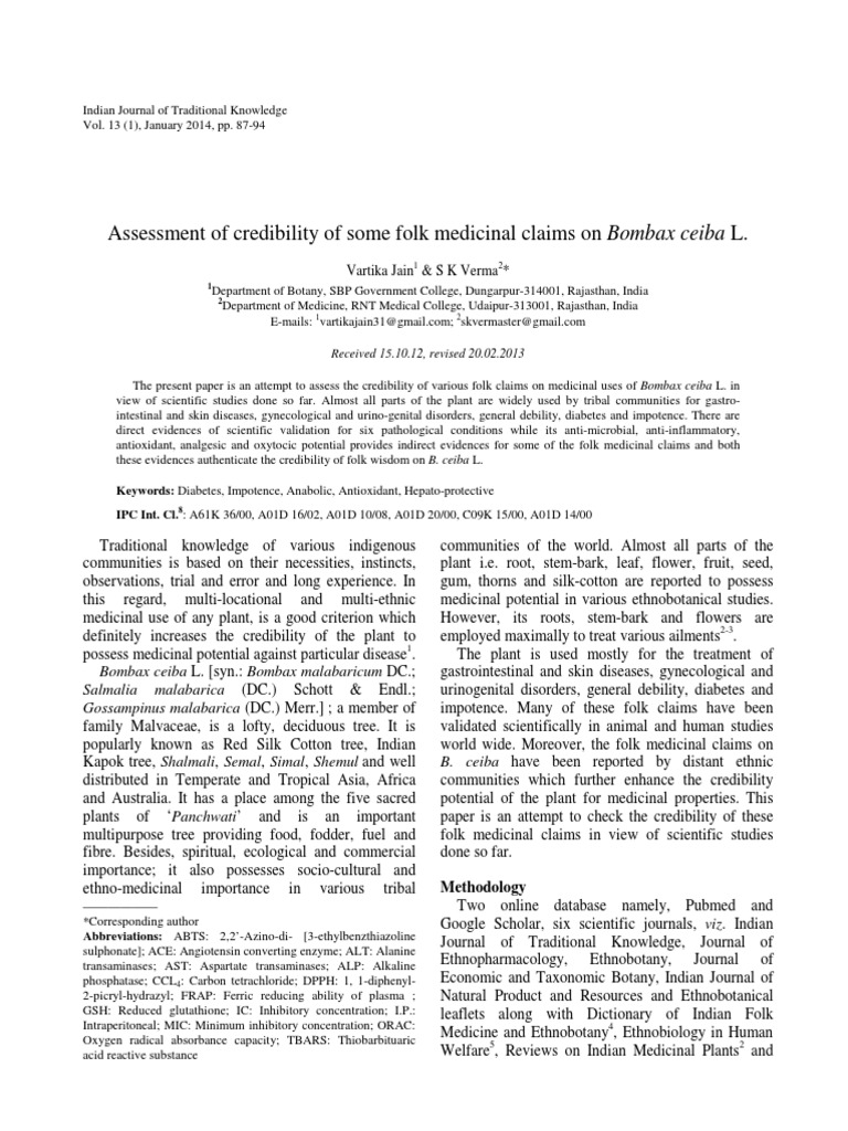 Shimul Tula Medicinal Qualities Paper | PDF | Analgesic | Antibiotics