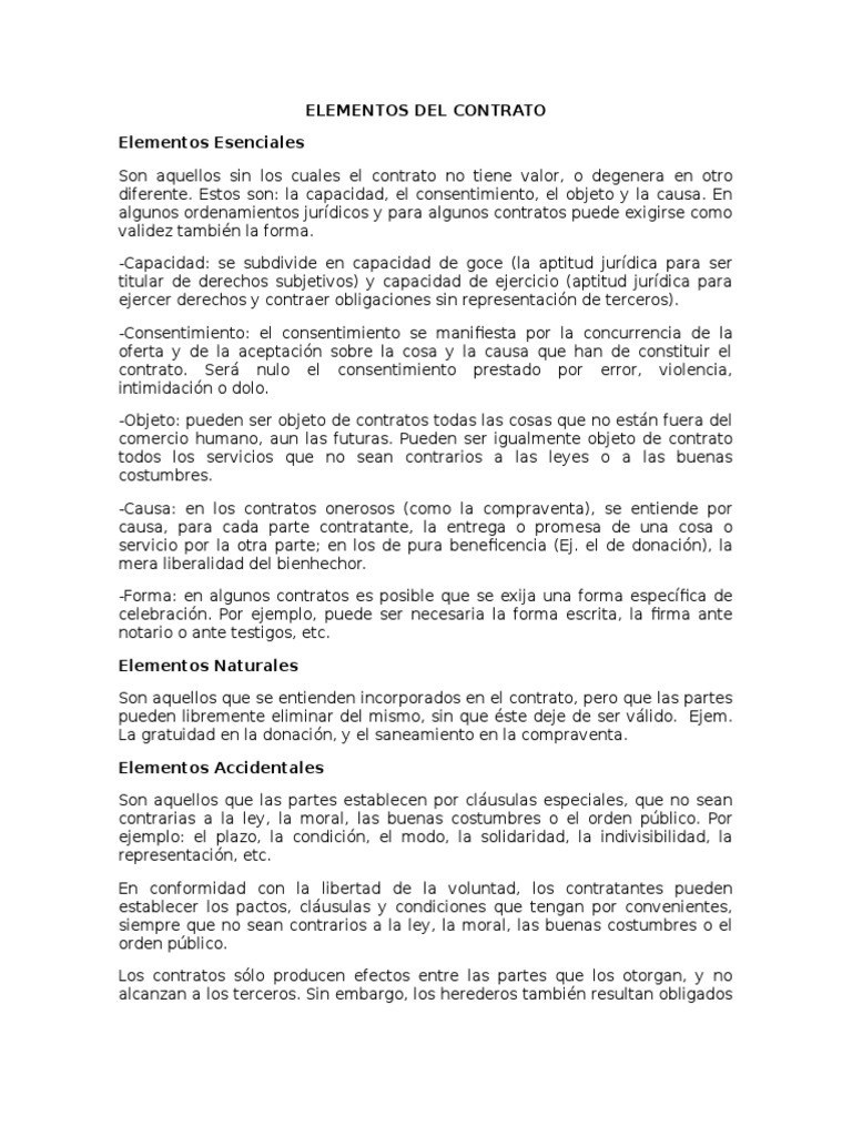 Elementos Del Contrato | PDF | Derecho contractual | Ley de obligaciones