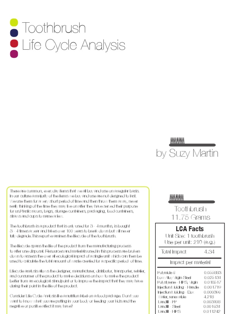 Toothbrush Life Cycle Analysis: by Suzy Martin | PDF | Toothbrush ...