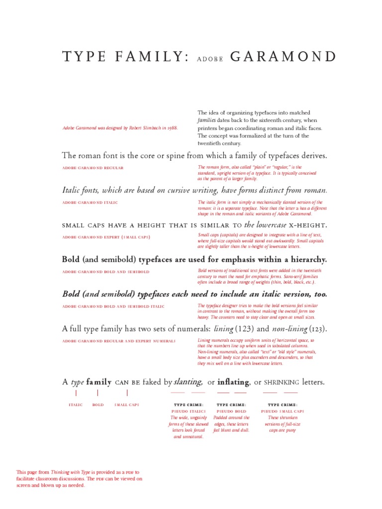 Type Family: Garamond: Italic Fonts, Which Are Based On Cursive Writing, Have Forms Distinct ...