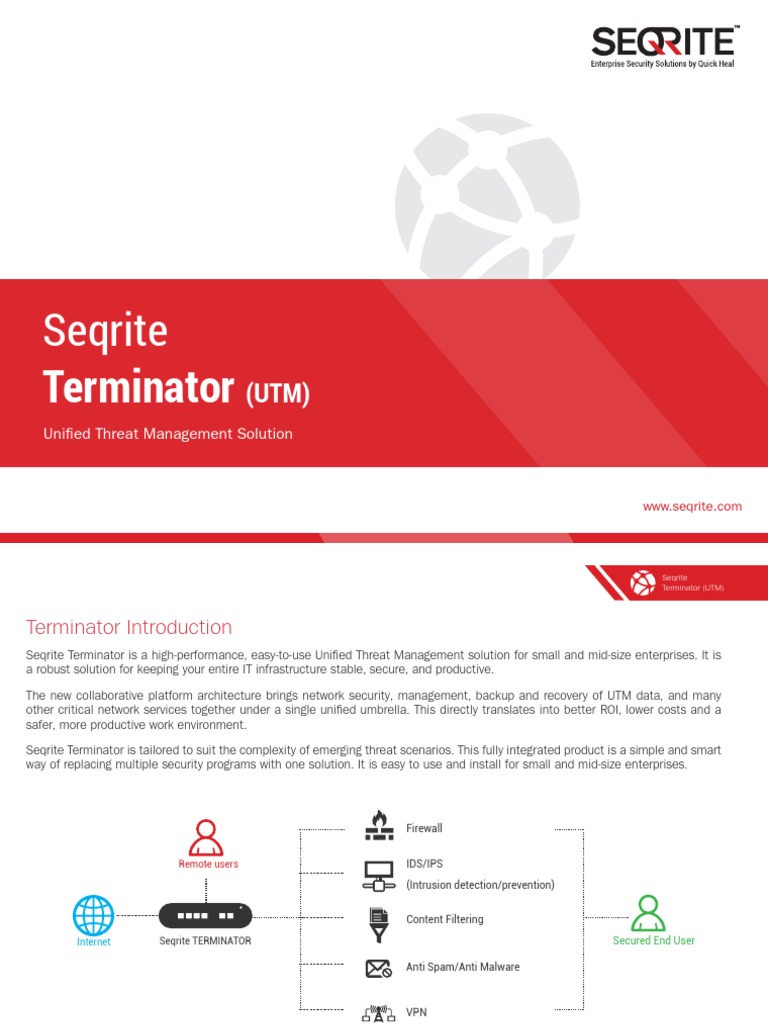 Seqrite Terminator UTM Datasheet PDF | PDF | Virtual Private Network | Computer Network Security