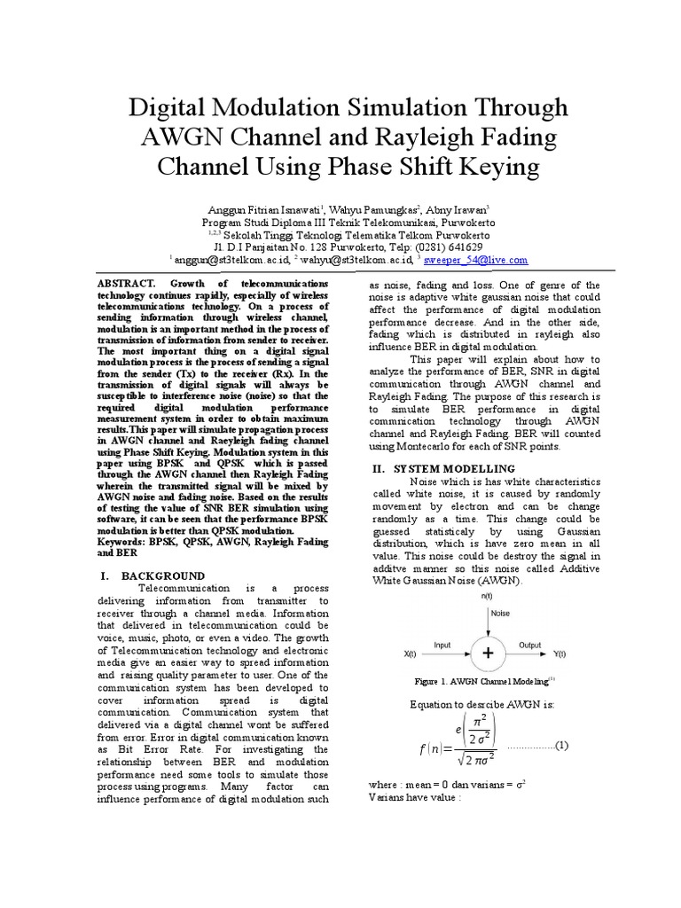 Digital Modulation Simulation Through AWGN Channel and Rayleigh Fading ...