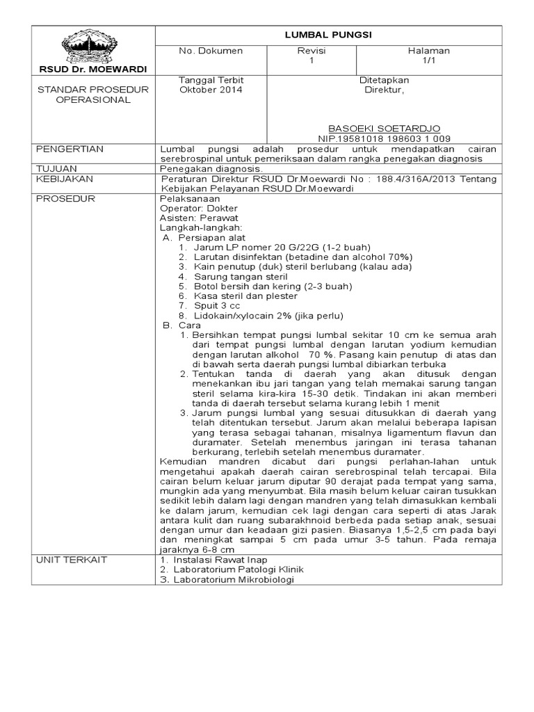 Spo Lumbal Pungsi (Neurologi) | PDF