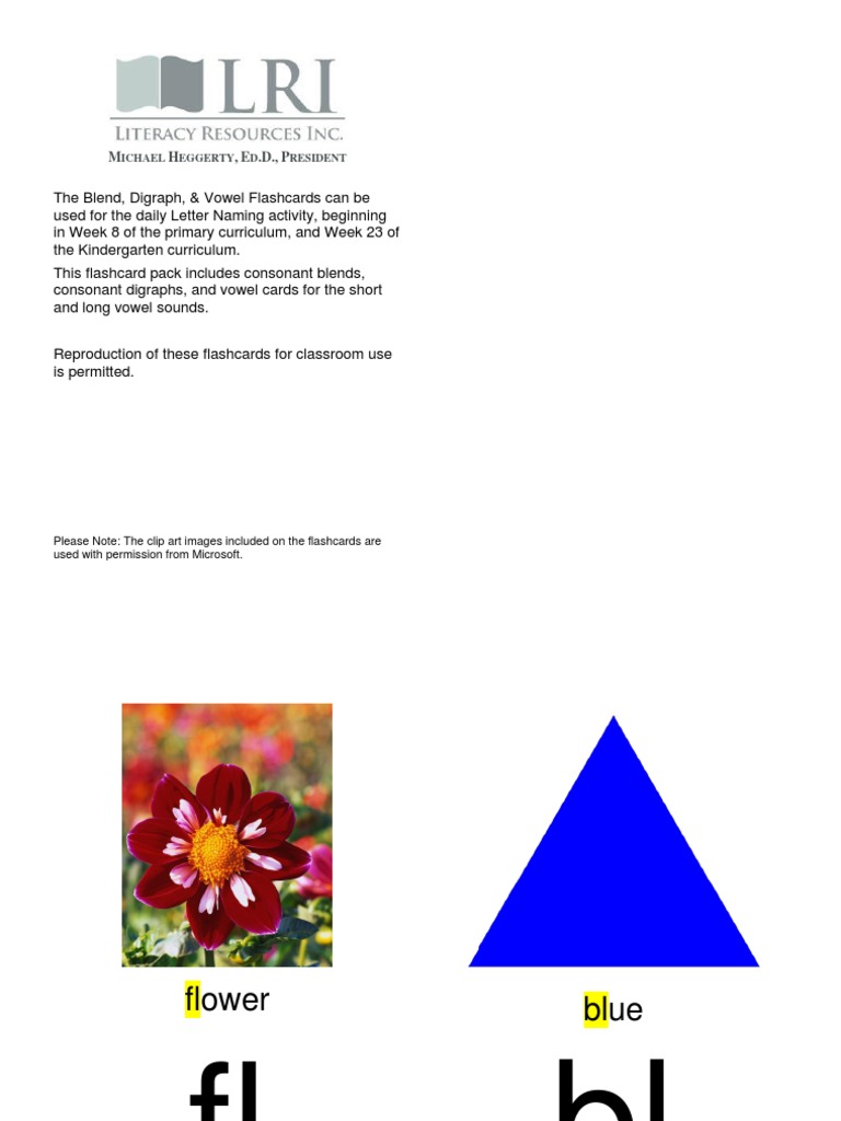 Blends, Digraphs & Vowel Flashcards | PDF