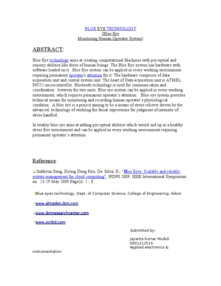 Blue Eye Technology for Operator Monitoring | PDF