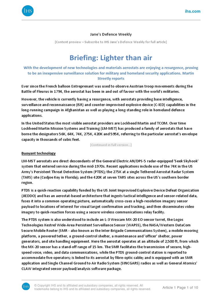 Lighter Than Air | PDF | Military Technology | Aviation