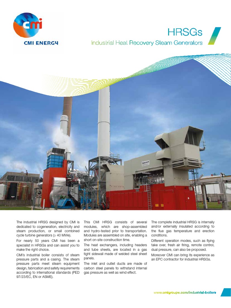CMI ENERGY Industrial Boilers HRSG | PDF | Boiler | Steam
