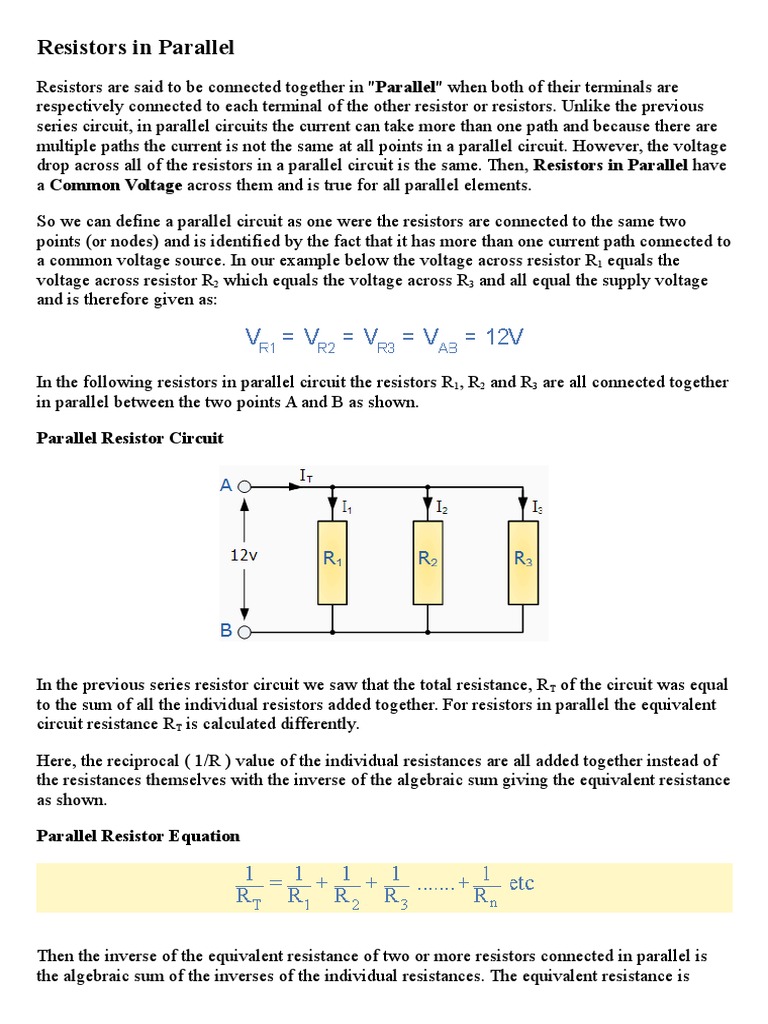 Resistors in Parallel | PDF | Series And Parallel Circuits | Electrical ...