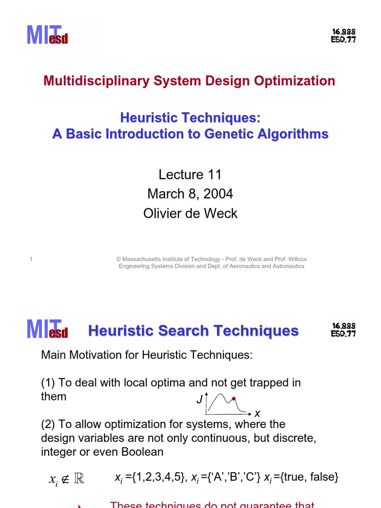 Multidisciplinary System Design Optimization: Heuristic Techniques: A ...